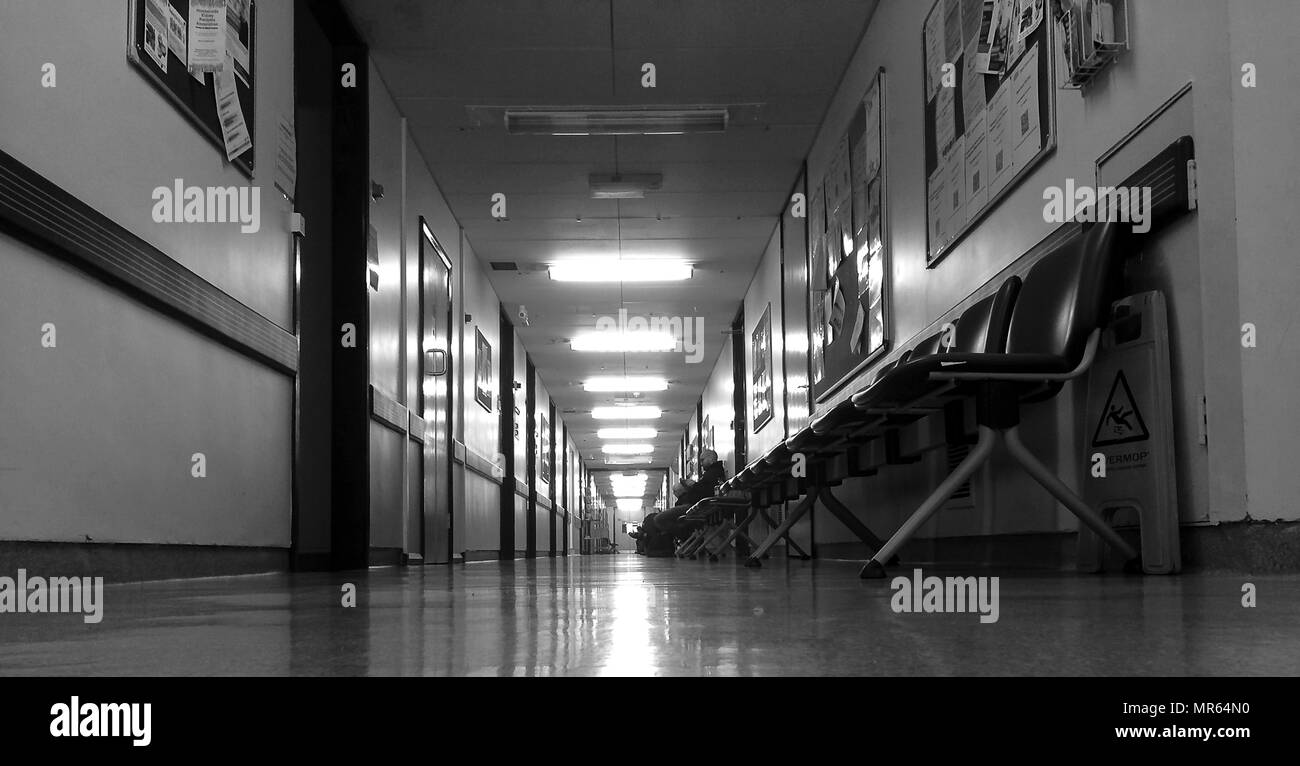 Nhs patient corridor Black and White Stock Photos & Images - Alamy