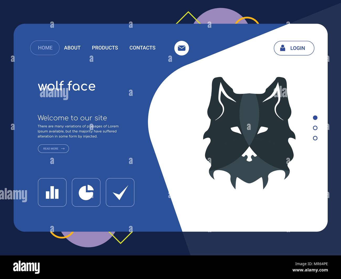 Quality One Page wolf face Website Template Vector Eps, Modern Web ...