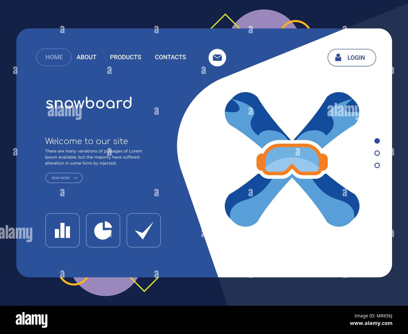 Quality One Page snowboard Website Template Vector Eps, Modern Web ...