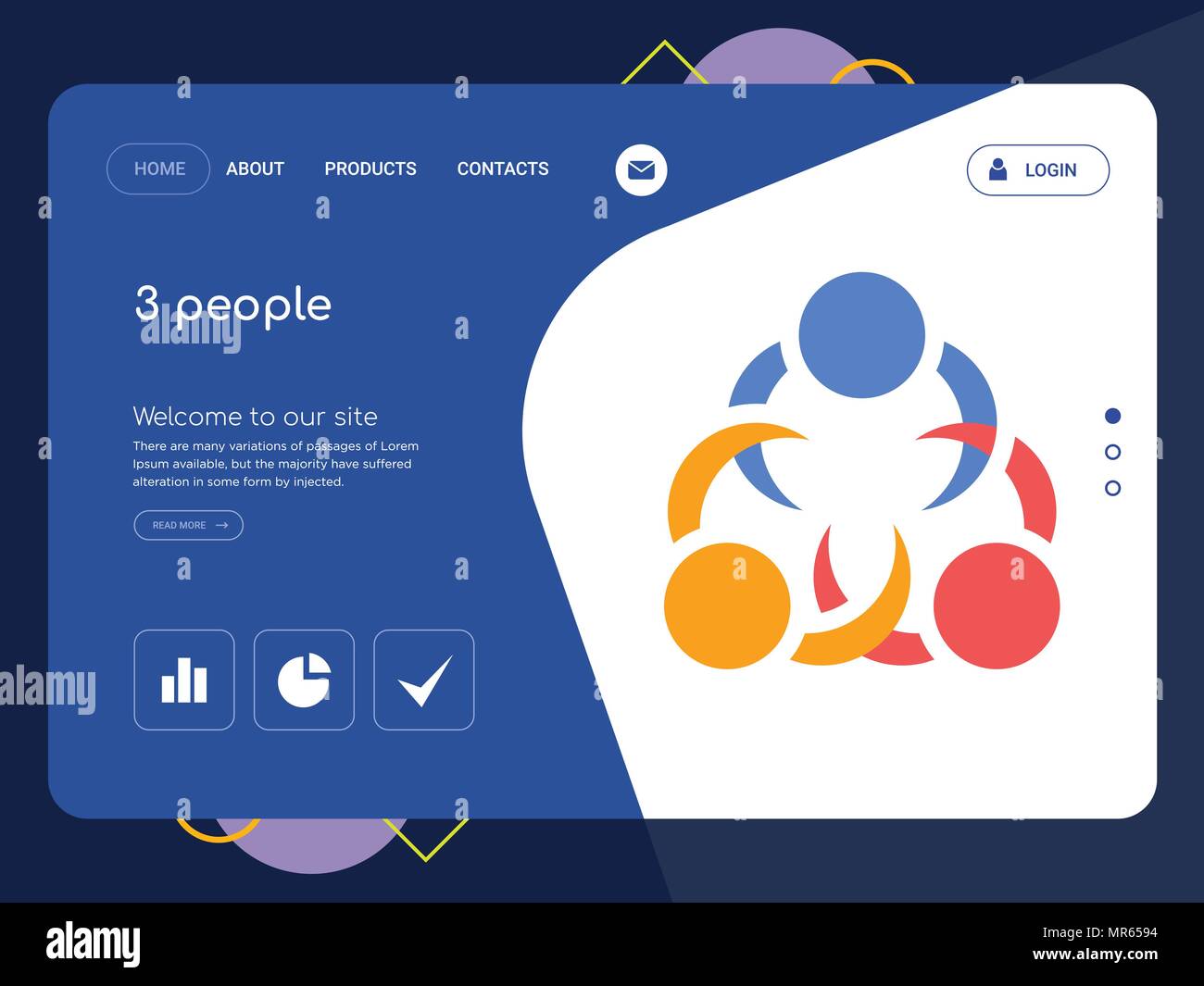 Quality One Page 3 people Website Template Vector Eps, Modern Web ...