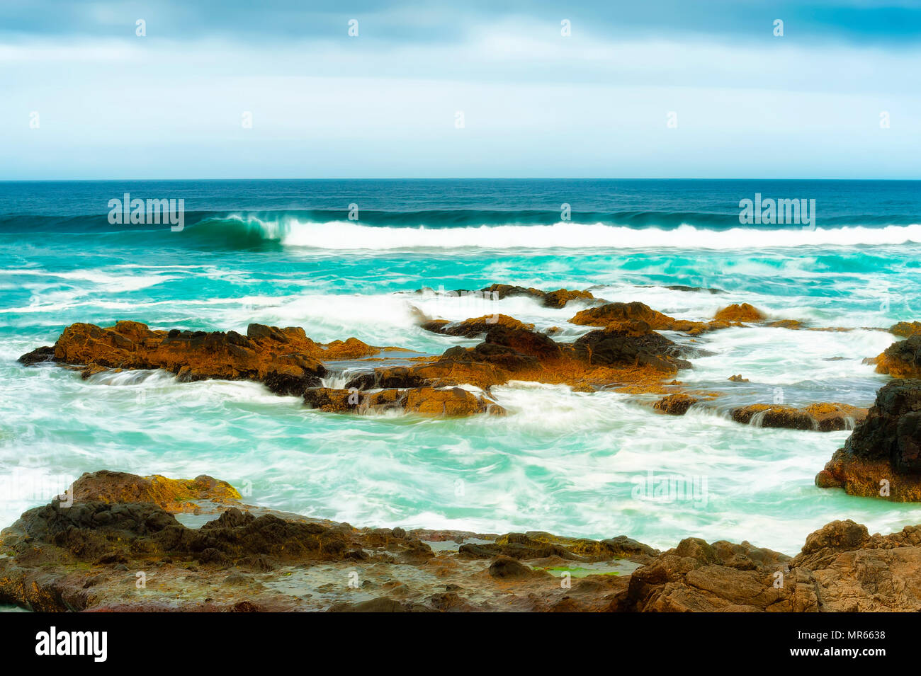 Geological features along Seal Rock Beach form barriers against the ...