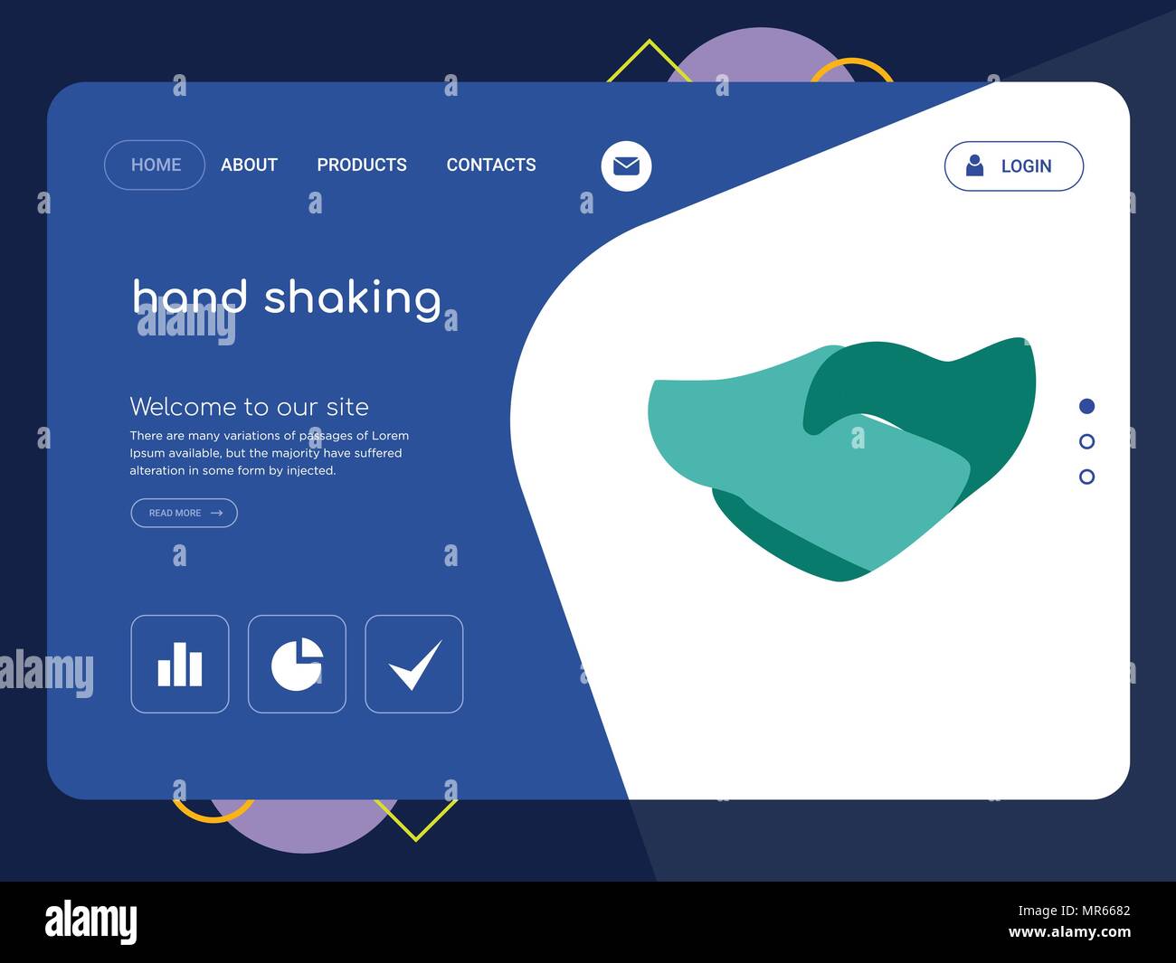 Quality One Page hand shaking Website Template Vector Eps, Modern Web ...