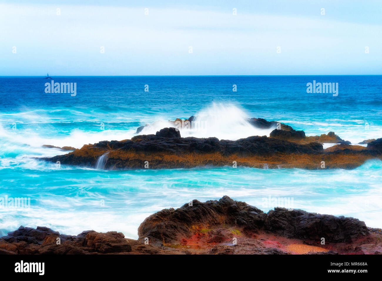 Geological features along Seal Rock Beach form barriers against the ...