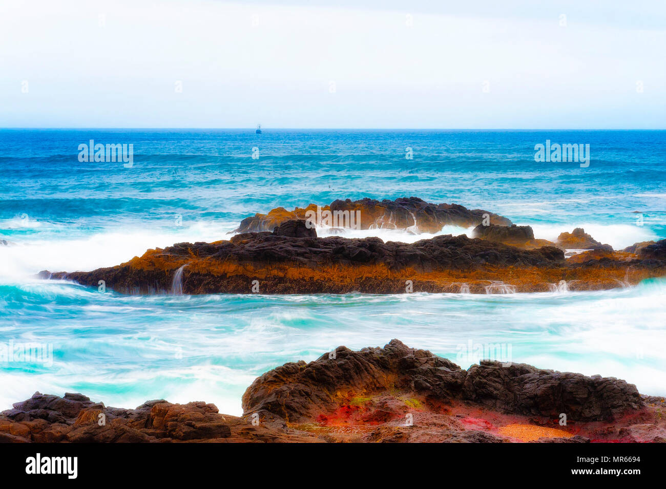 Geological features along Seal Rock Beach form barriers against the ...