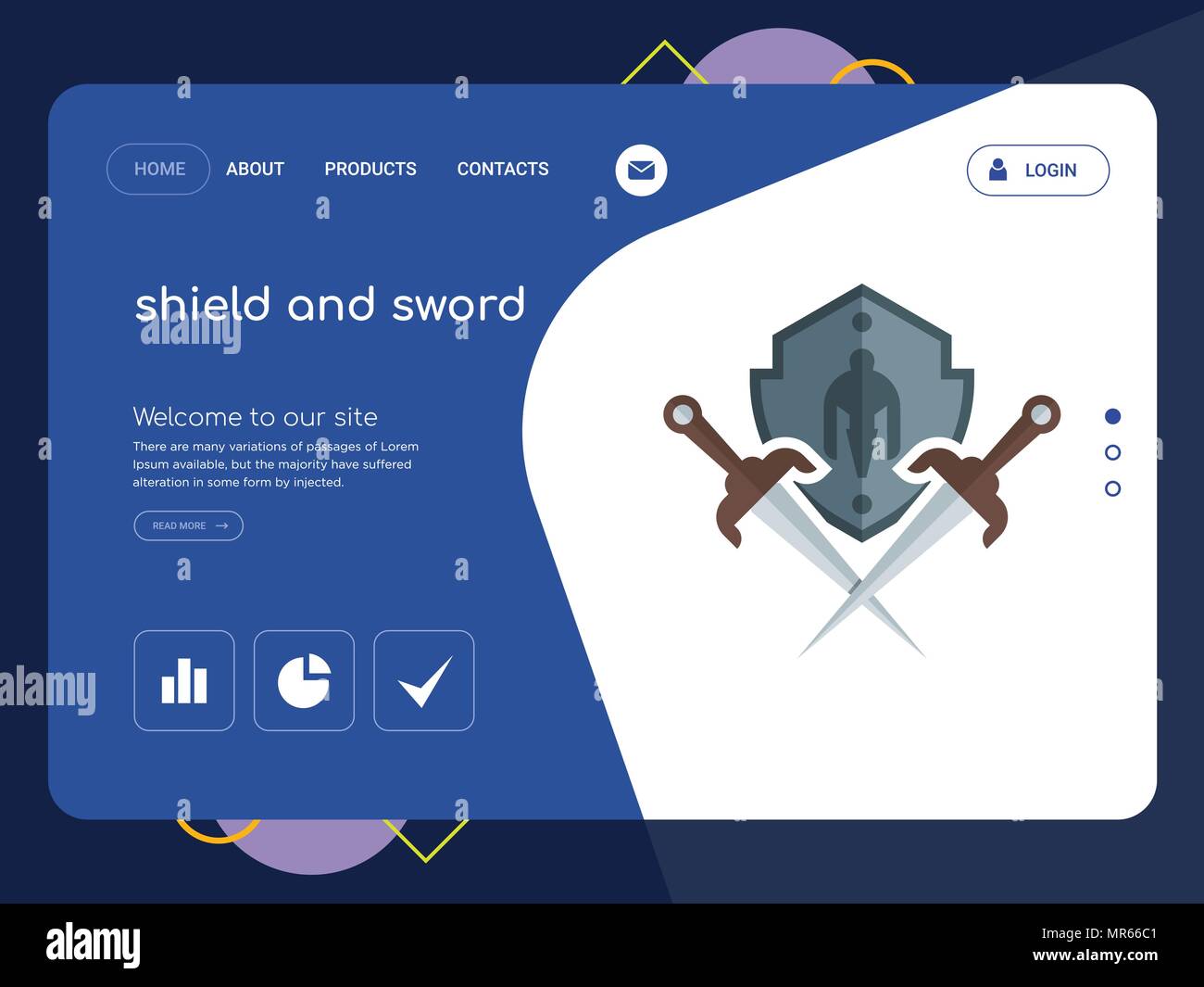 Quality One Page shield and sword Website Template Vector Eps, Modern ...