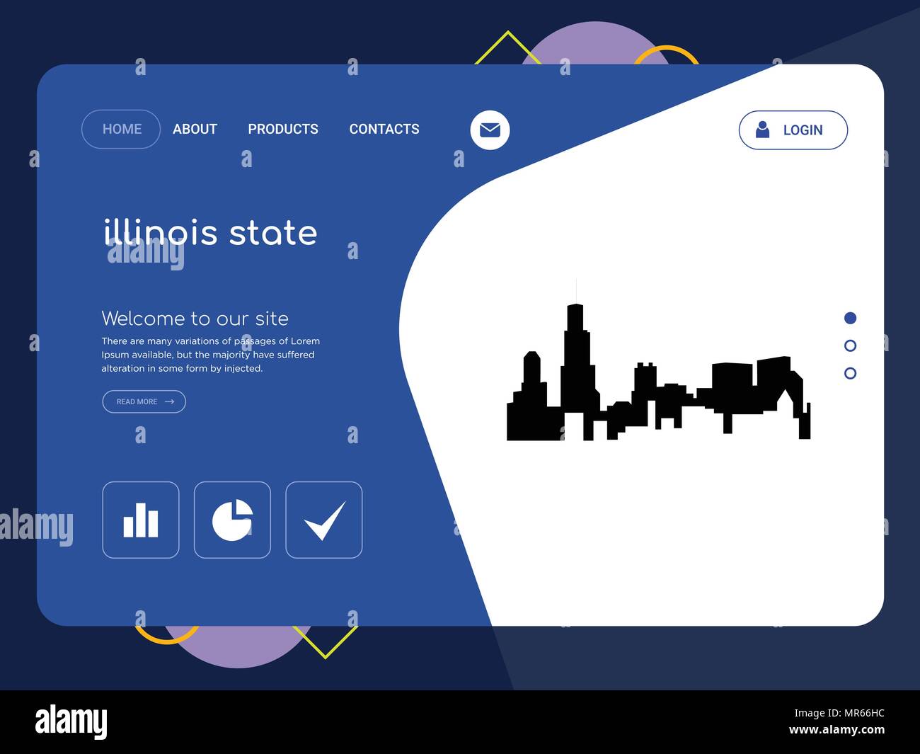 Quality One Page illinois state Website Template Vector Eps, Modern Web ...