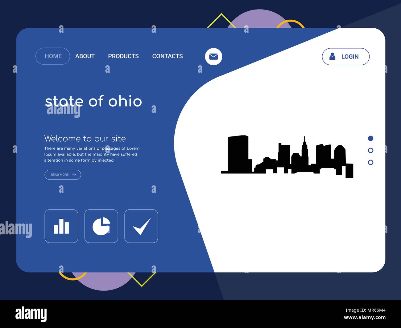 Quality One Page state of ohio Website Template Vector Eps, Modern Web ...