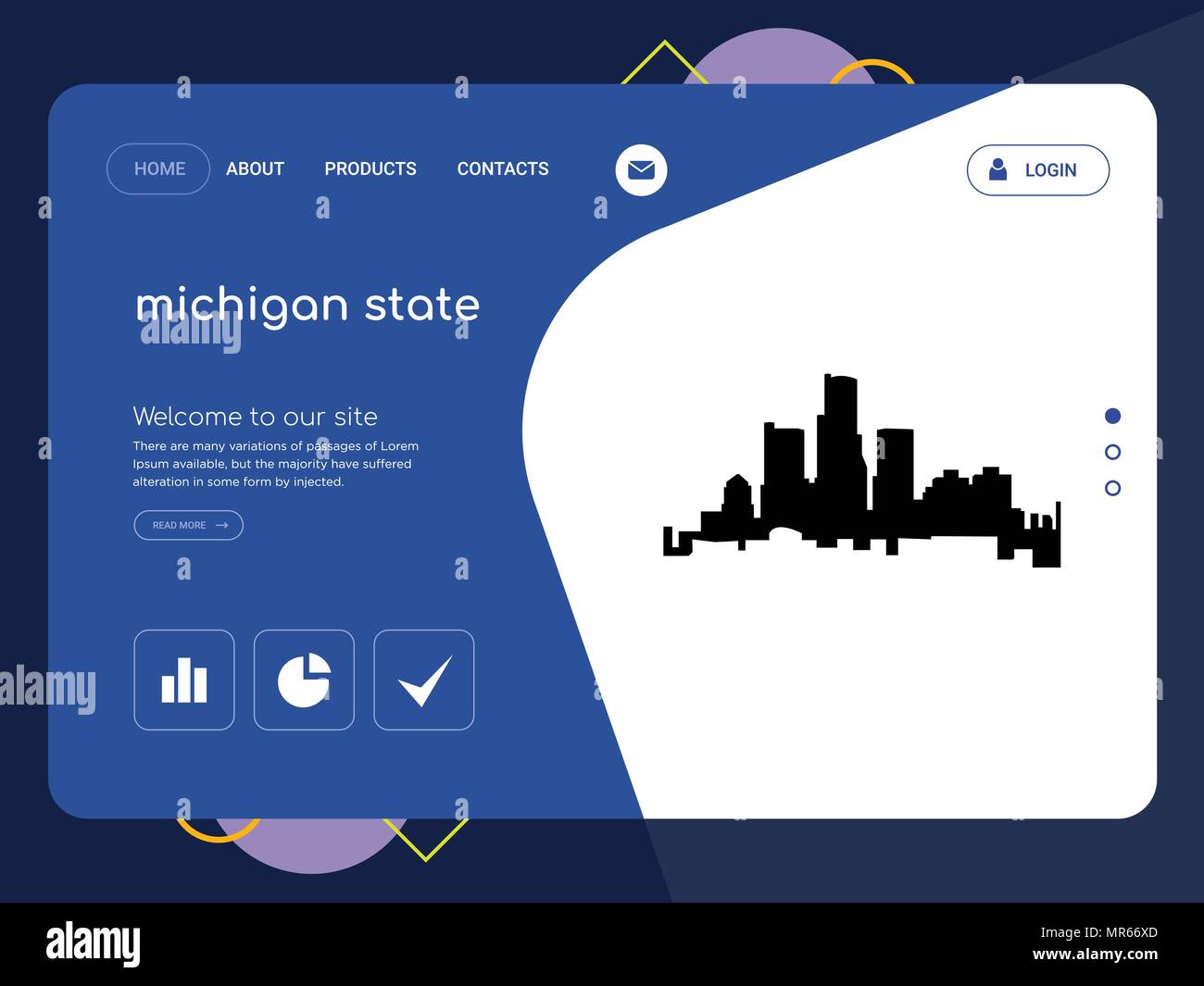 Quality One Page michigan state Website Template Vector Eps, Modern Web ...