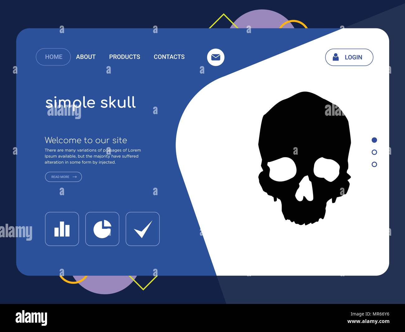 Quality One Page simple skull Website Template Vector Eps, Modern Web ...