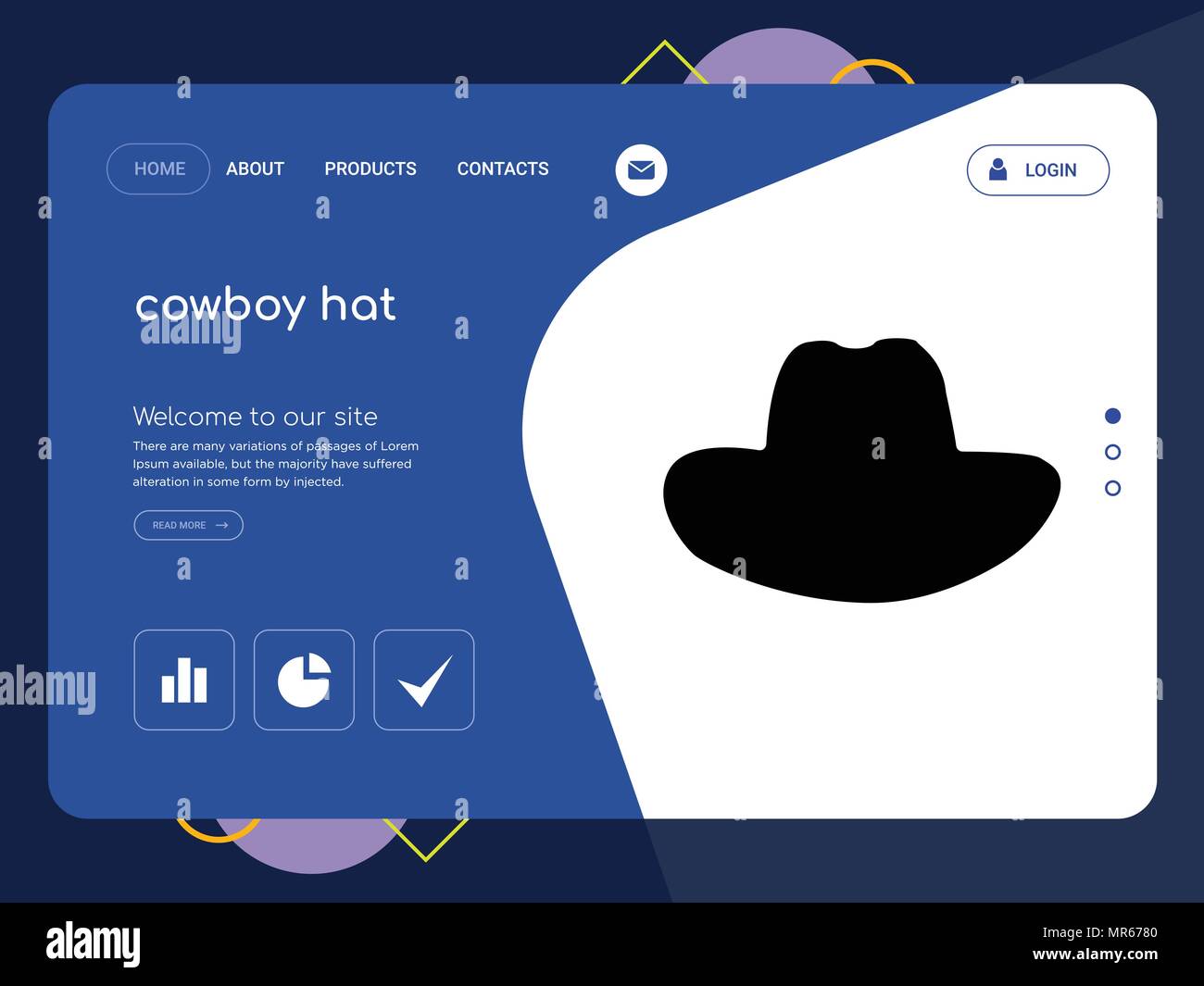Quality One Page cowboy hat Website Template Vector Eps, Modern Web ...