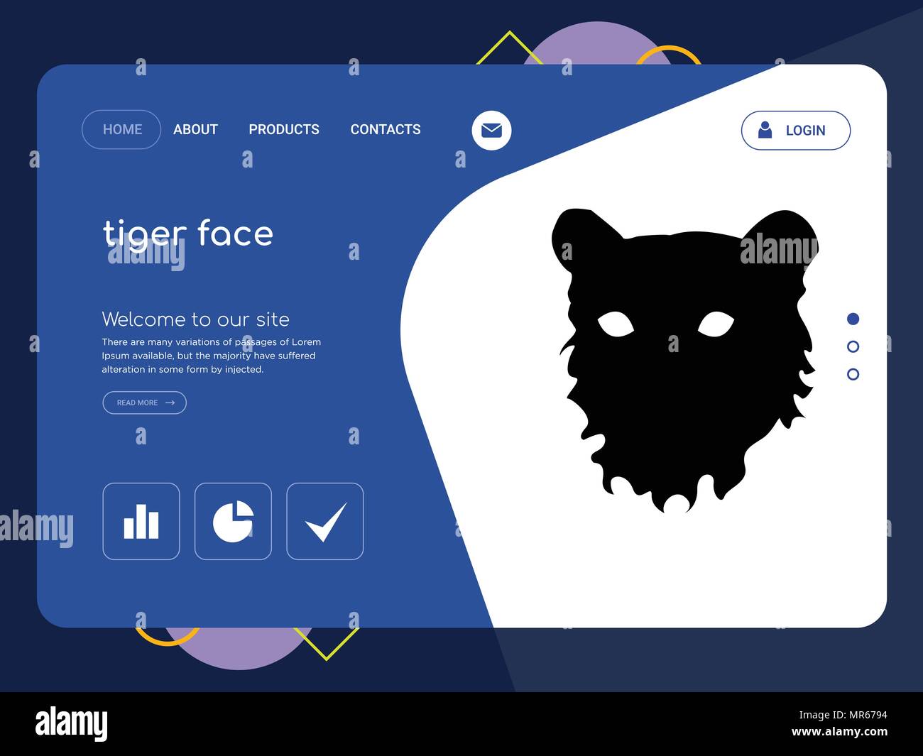 Quality One Page tiger face Website Template Vector Eps, Modern Web ...