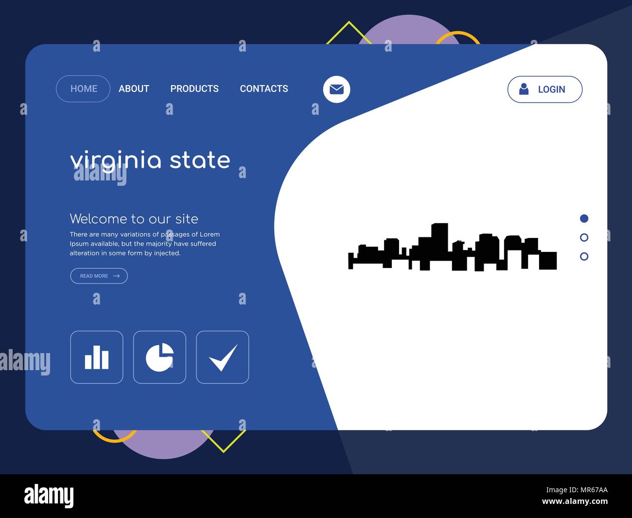 Quality One Page virginia state Website Template Vector Eps, Modern Web ...