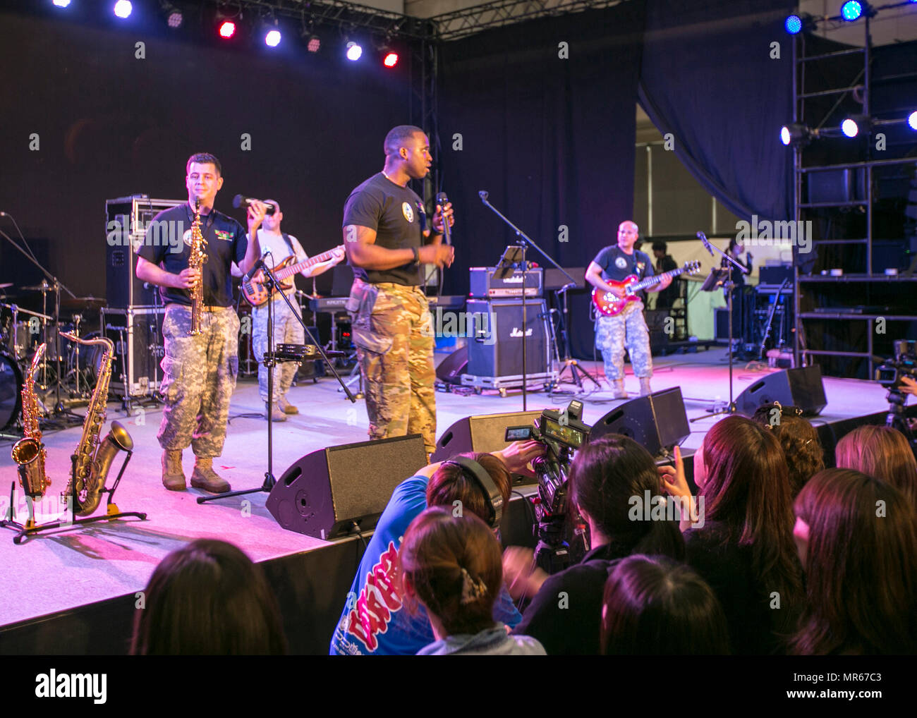 U.S. Army Japan Band's rock band performed in of front Japanese fans at ...