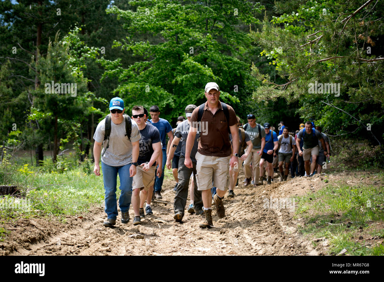 U.S. Marines with Black Sea Rotational Force 17.1 hike up Mount Cosna ...