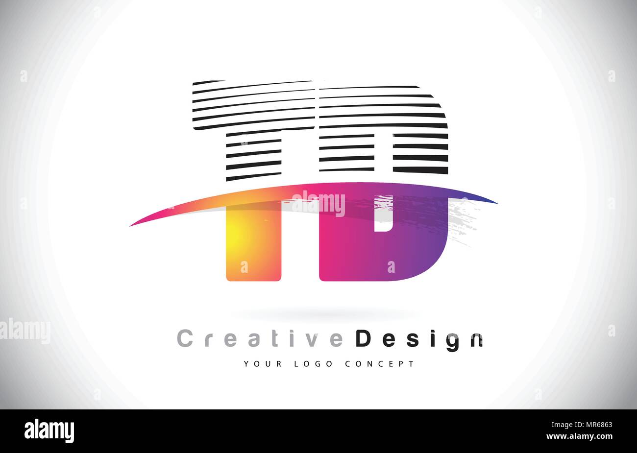 TD T D Letter Logo Design With Creative Lines and Swosh in Purple Brush ...