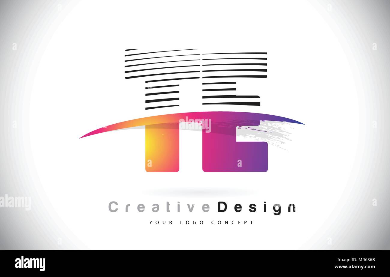 TE T E Letter Logo Design With Creative Lines and Swosh in Purple Brush ...