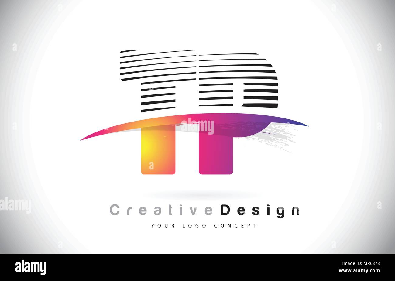 TP T P Letter Logo Design With Creative Lines and Swosh in Purple Brush ...