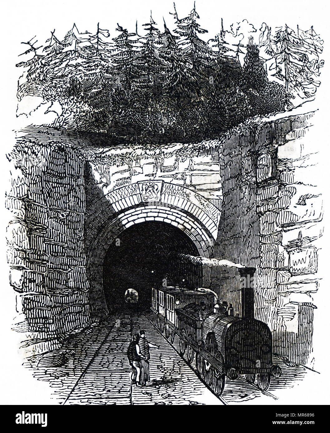 Engraving depicting the opening of the Littlebury tunnel on the ...