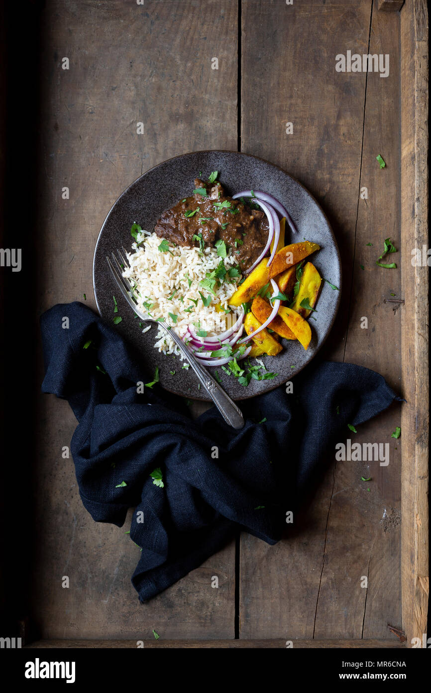 Lamb curry with rice indian plate food hi-res stock photography and ...
