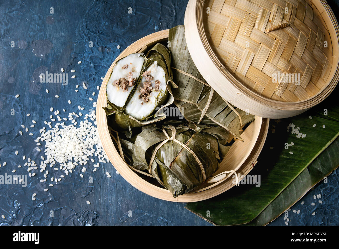 Asian rice piramidal steamed dumplings from rice tapioca flour with ...