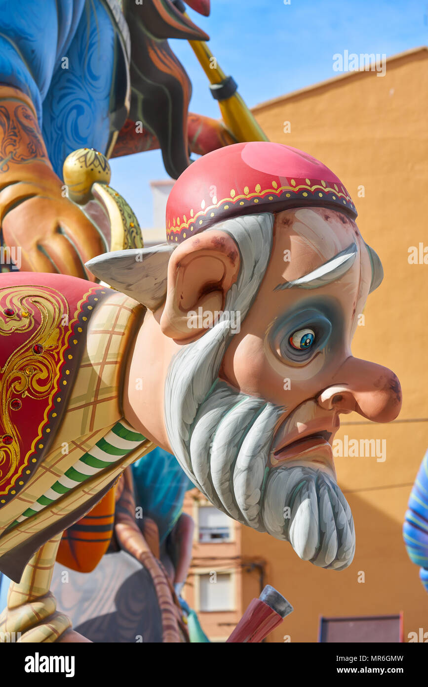 Fallas figures in Valencia popular fest at Spain Stock Photo - Alamy
