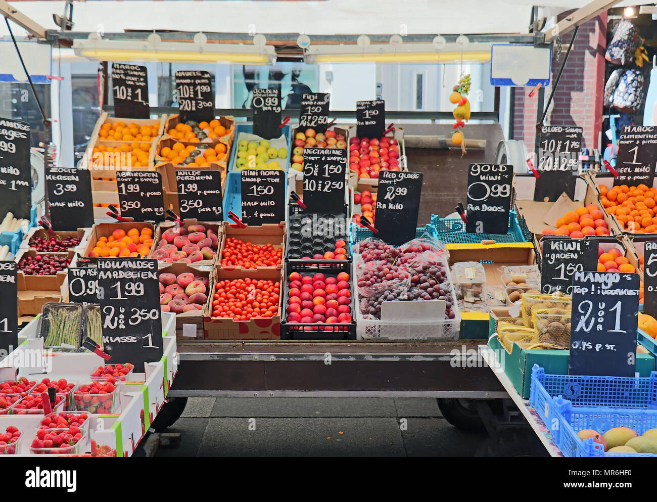 Amsterdam street market stall with fresh fruits and vegetables Stock ...