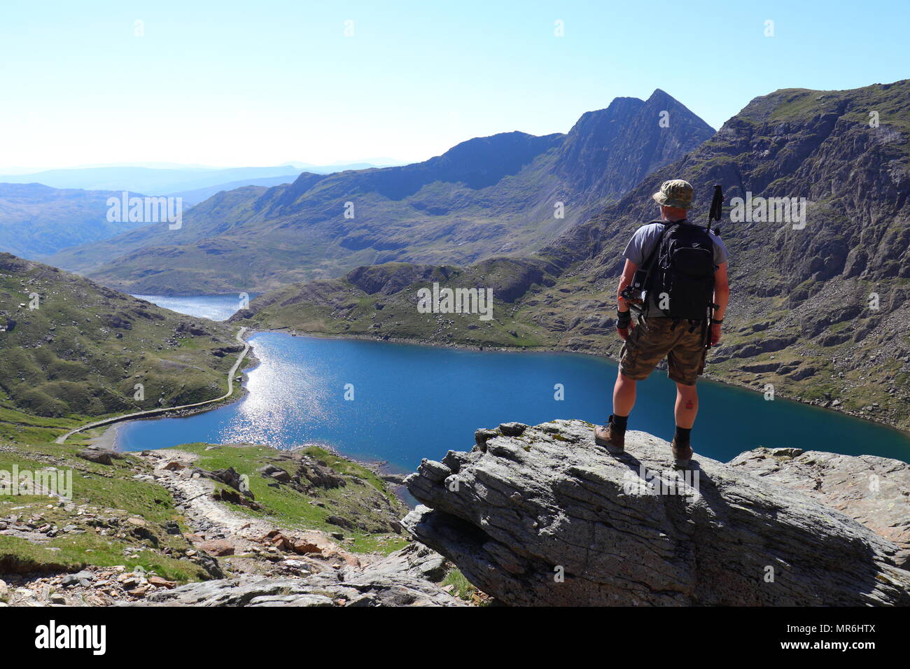 Taking in the view of Snowdon Stock Photo - Alamy