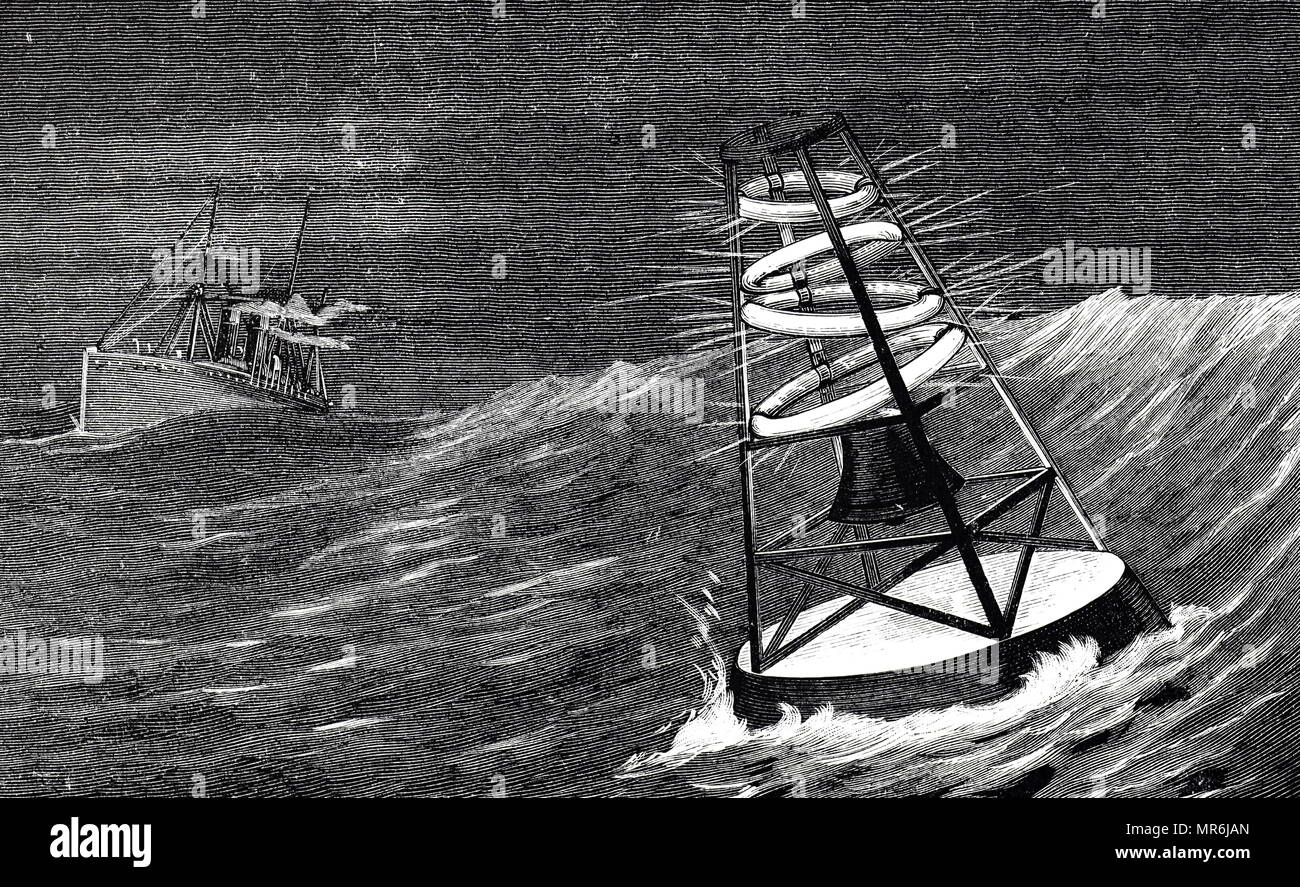 Engraving depicting a self-luminous buoy: Excavated glass tubes ...