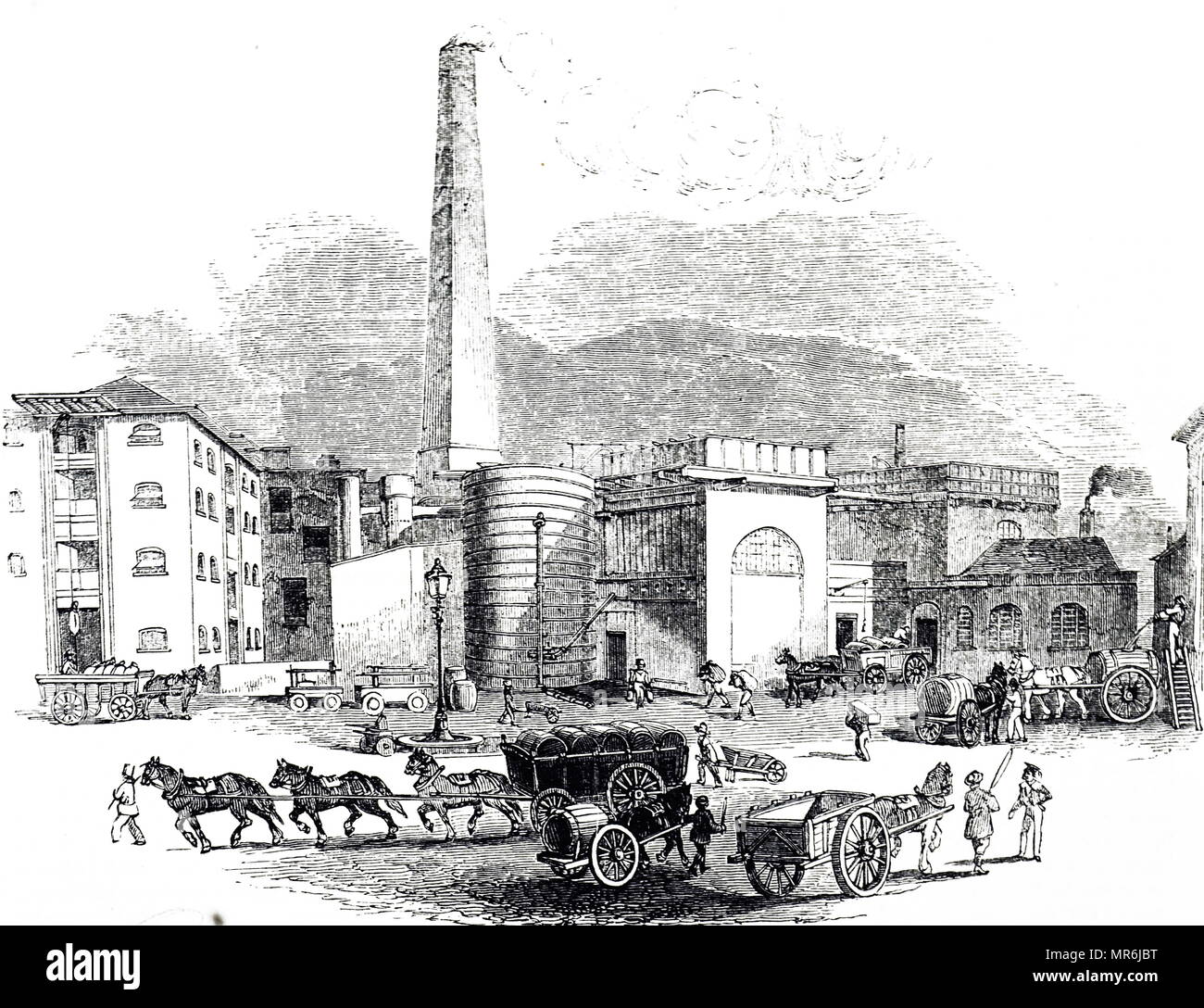 Engraving depicting a view of Octavius Smith & Co's distillery, Thames ...