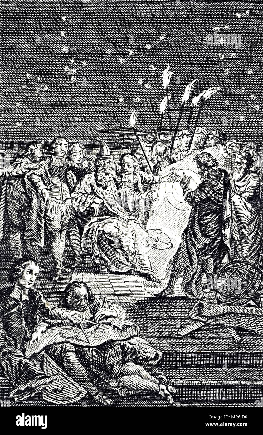 Demonstrating his telescope to the doge and venetian senators hi-res ...