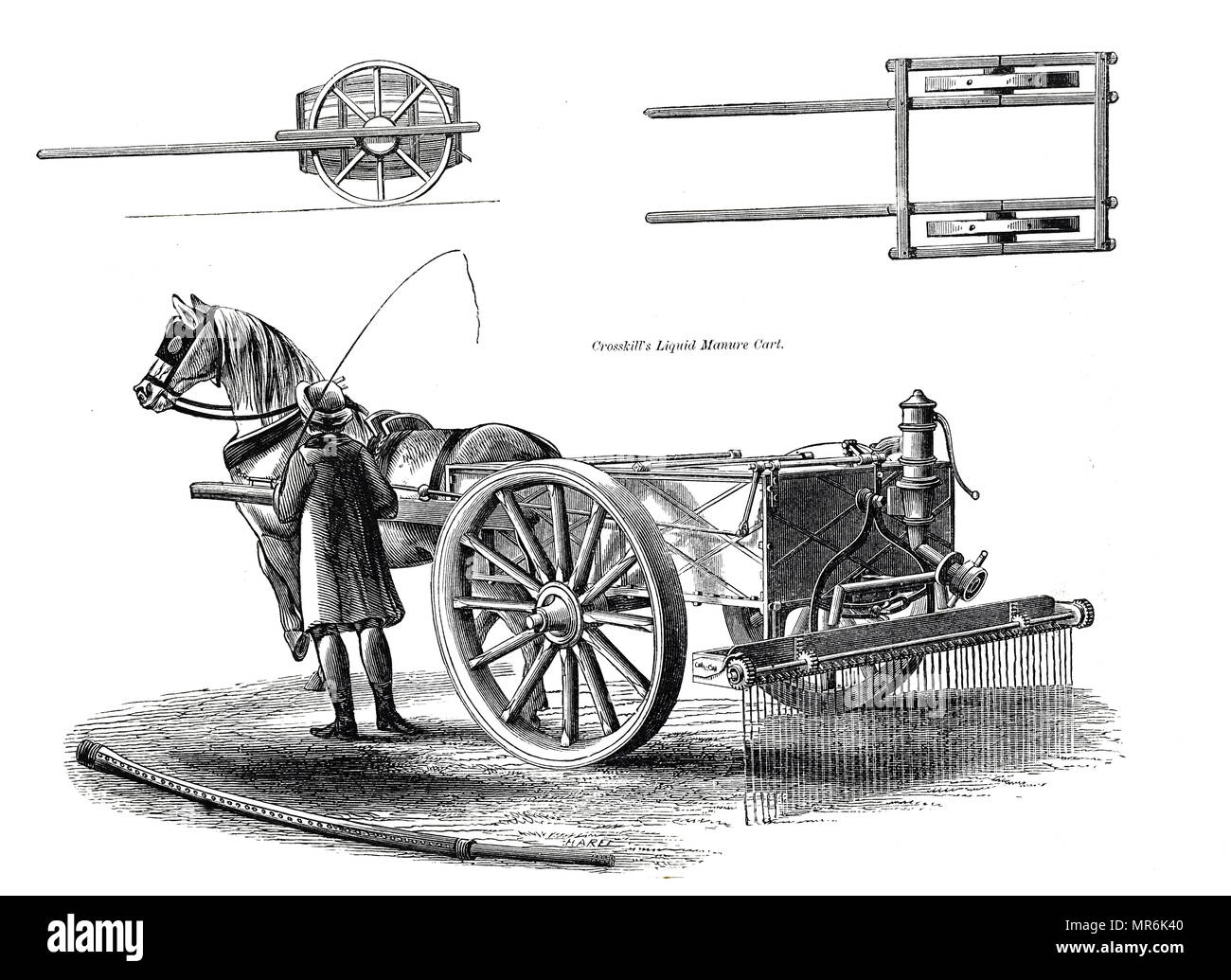 Engraving depicting Crosskill's liquid manure cart. Dated 19th century ...