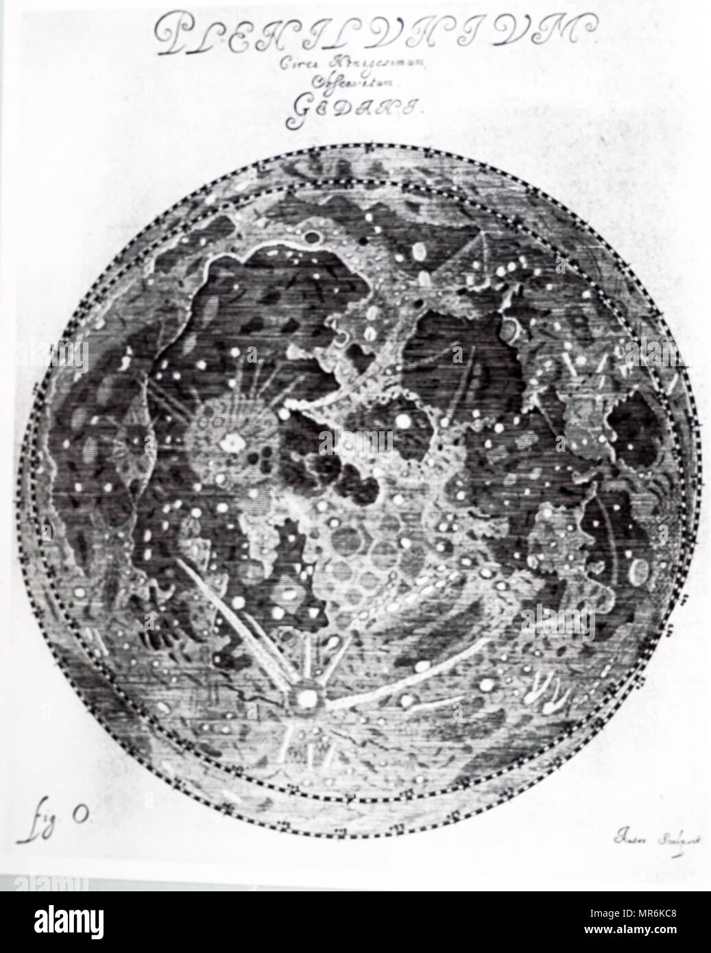 Engraving depicting Johannes Hevelius' observation of a Full Moon ...