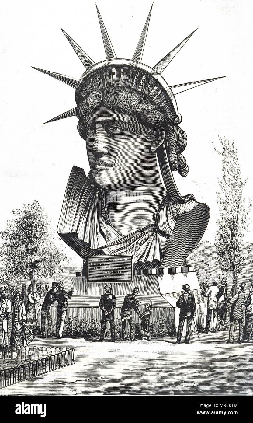 Engraving depicting Frédéric Auguste Bartholdi's Statue of Liberty ...