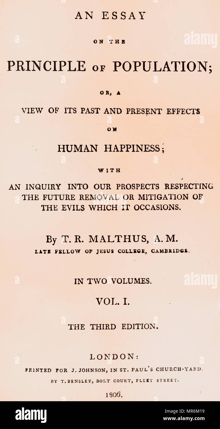 Title Page Of Principle Of Population Written By Thomas Robert Malthus Thomas Robert Malthus