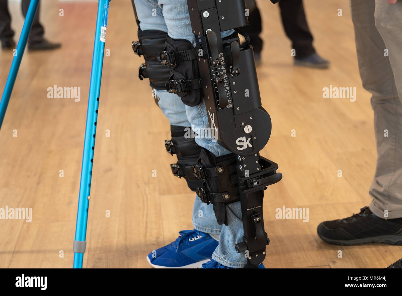 Demonstration of powered exoskeleton for disabled persons Stock Photo ...