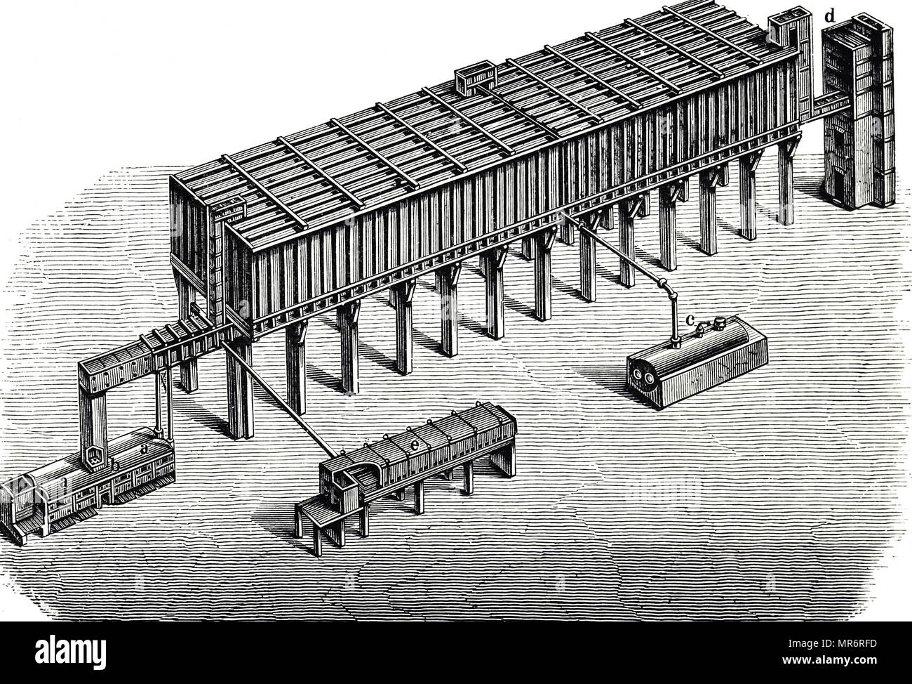 Engraving depicting lead chambers for the production of sulphuric acid ...