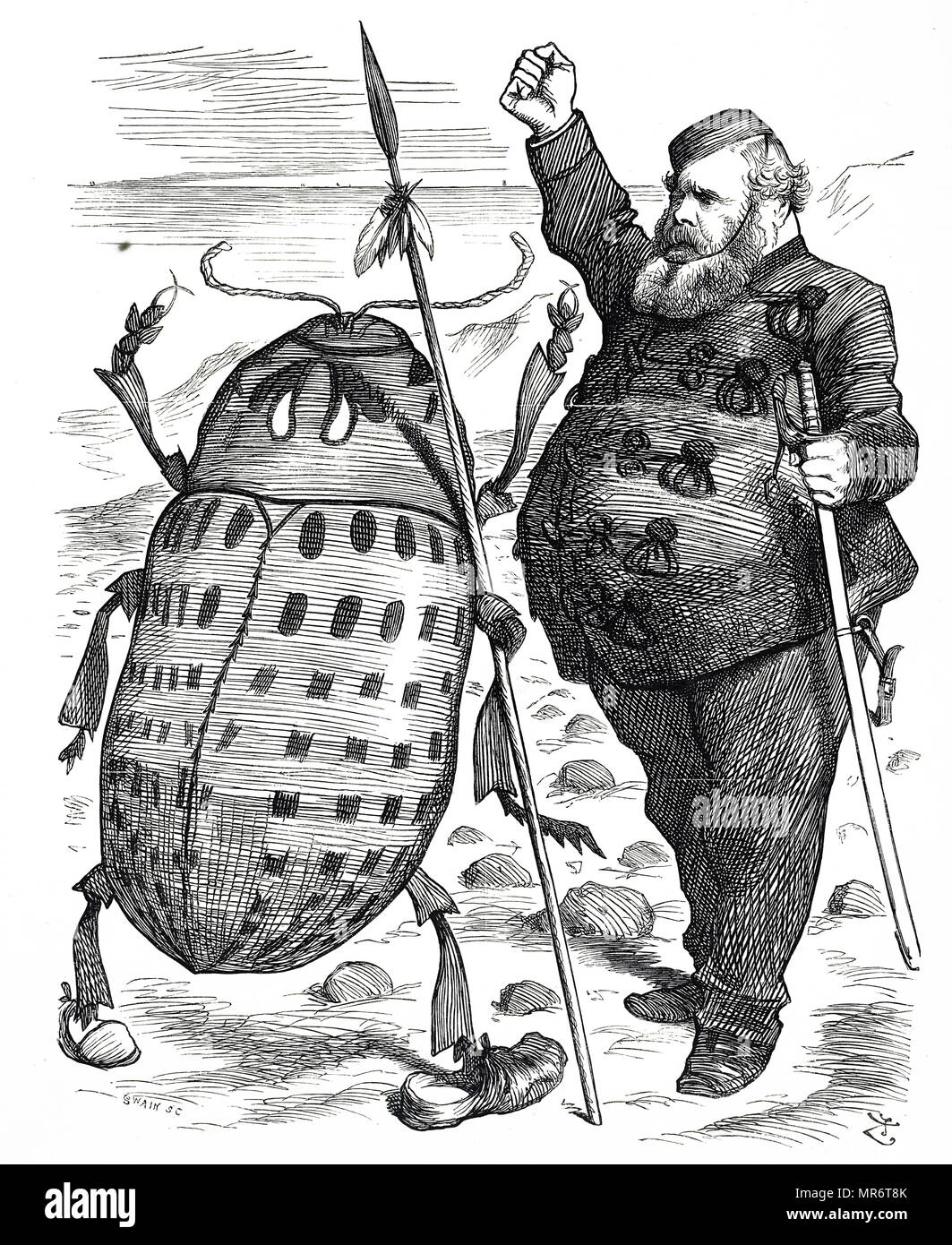 Cartoon commenting on the fear of spreading the Colorado Beetle, which ...