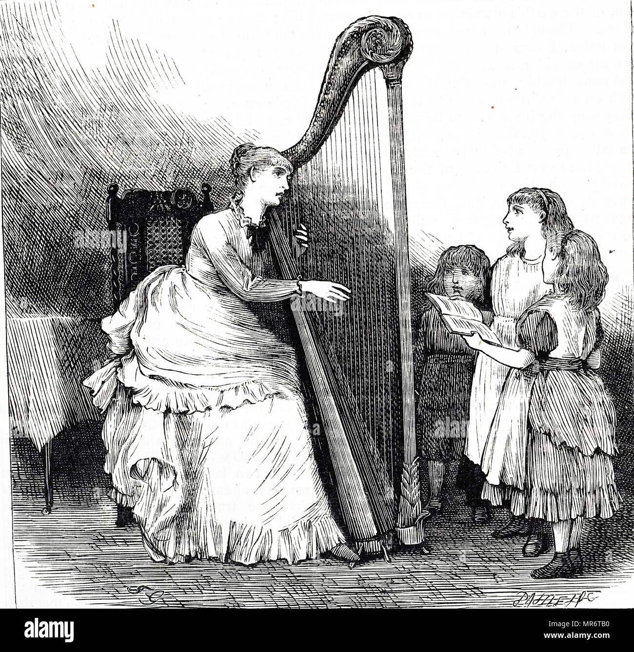 Child playing harp hi-res stock photography and images - Alamy