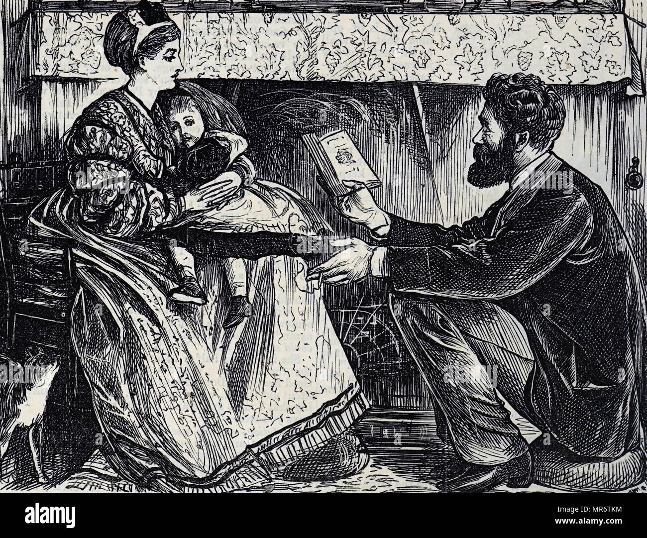 Cartoon titled 'A Logical Refutation of Mr Darwin's Theory' - a father ...