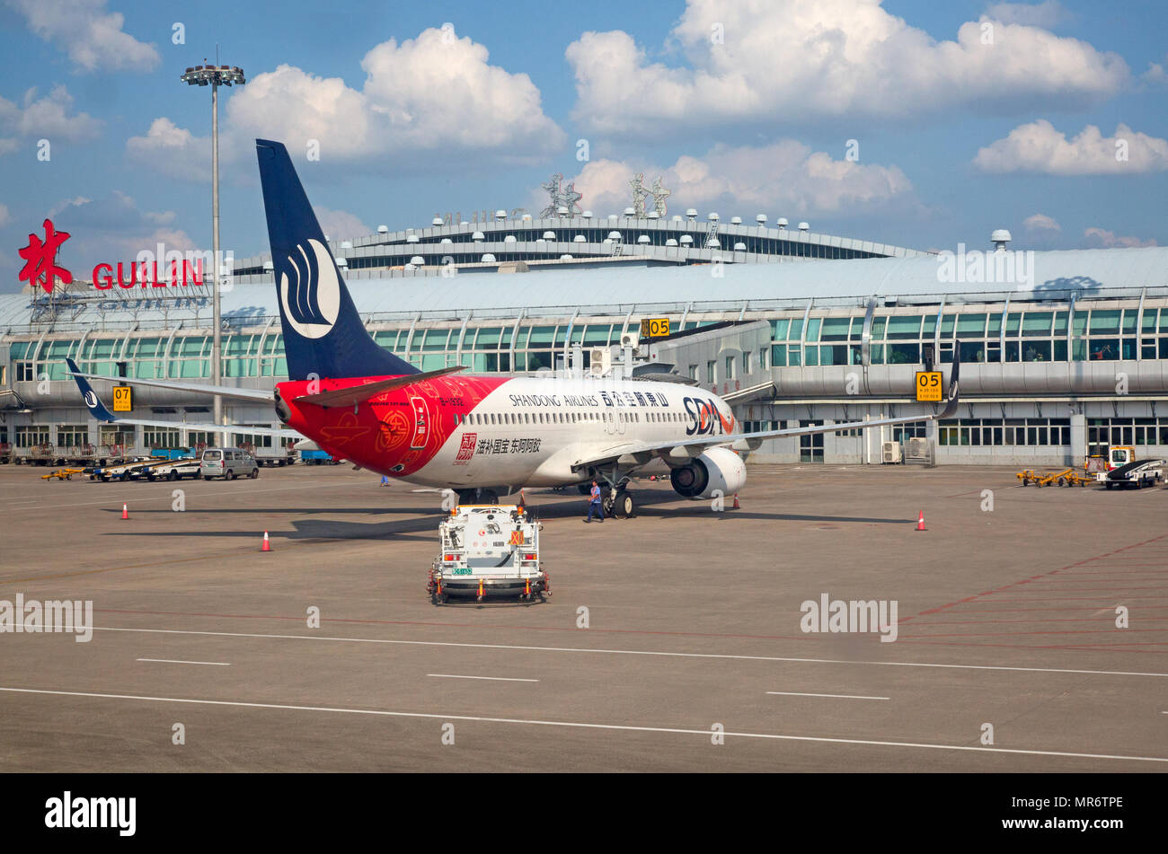 Guilin - October 02: Planes preparing for take off at Guilin ...