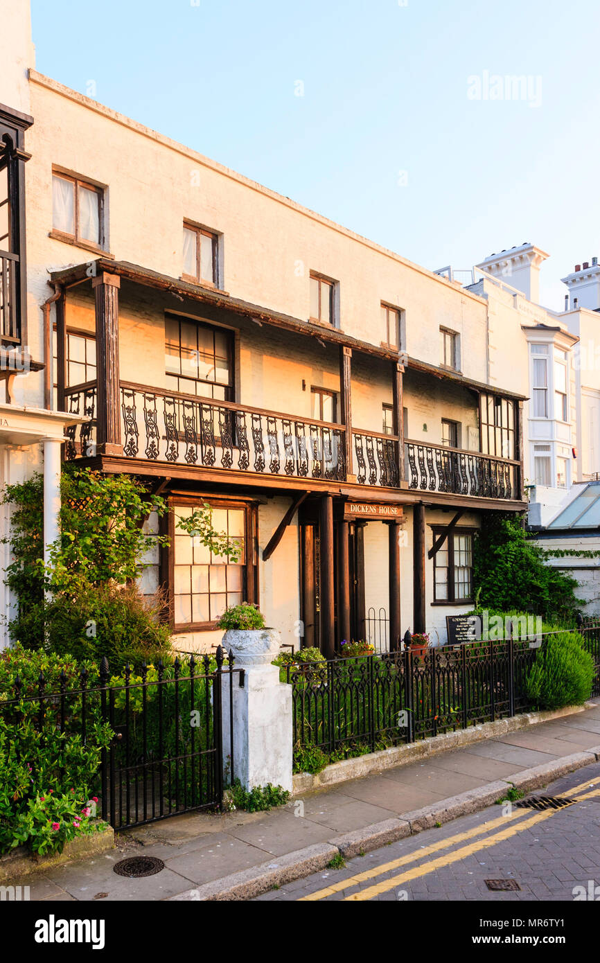 Dickens House Museum on Broadstairs seafront, morning golden hour ...