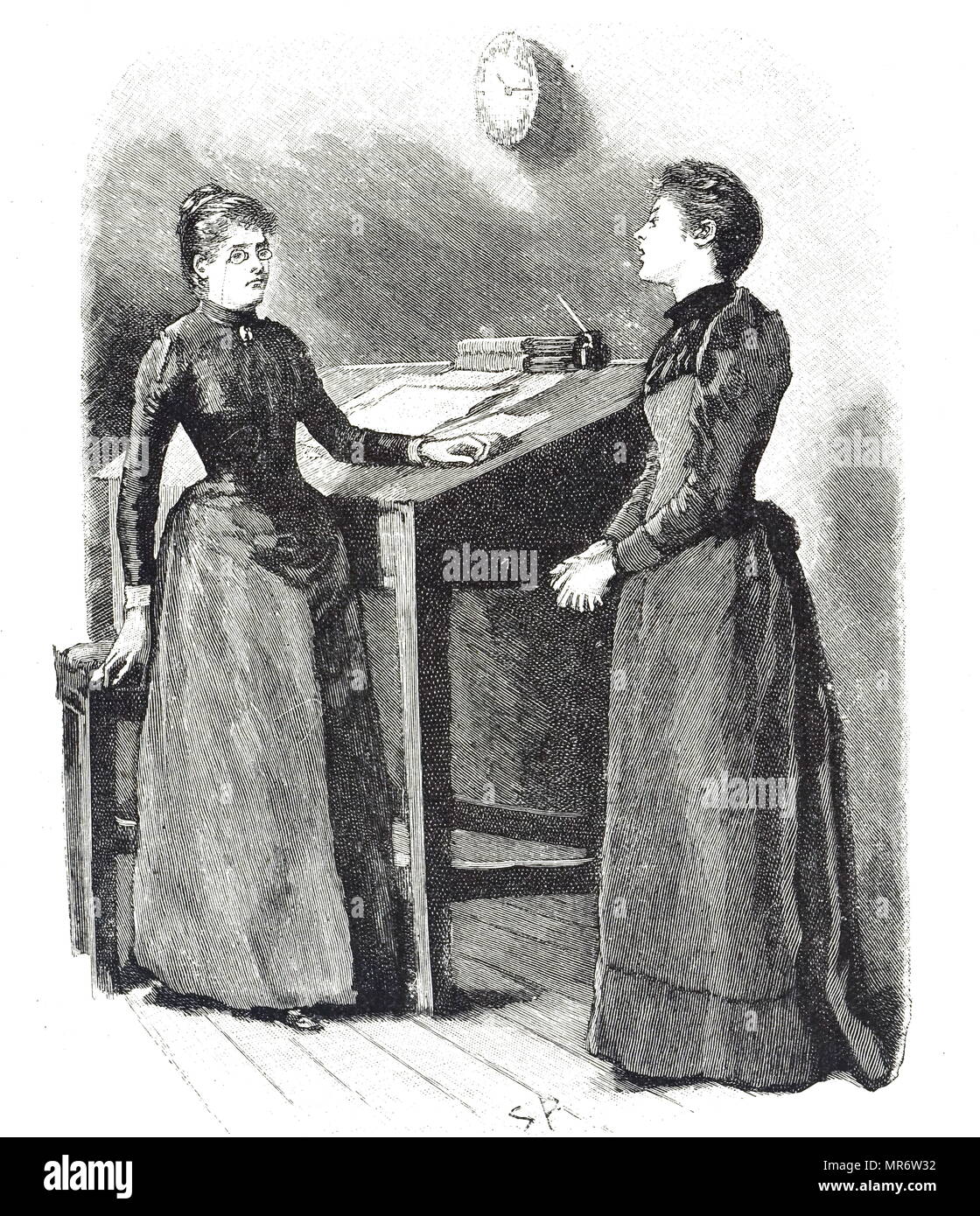 Engraving depicting female clerks. Dated 19th century Stock Photo - Alamy