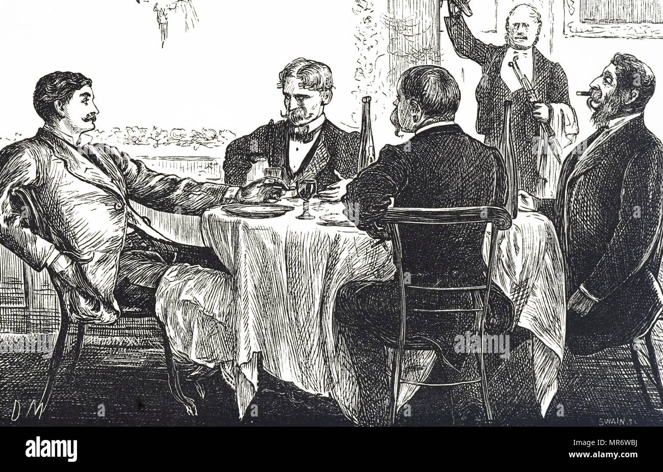 Cartoon titled "Gentlemen taking Supper" depicting gentlemen eating in ...