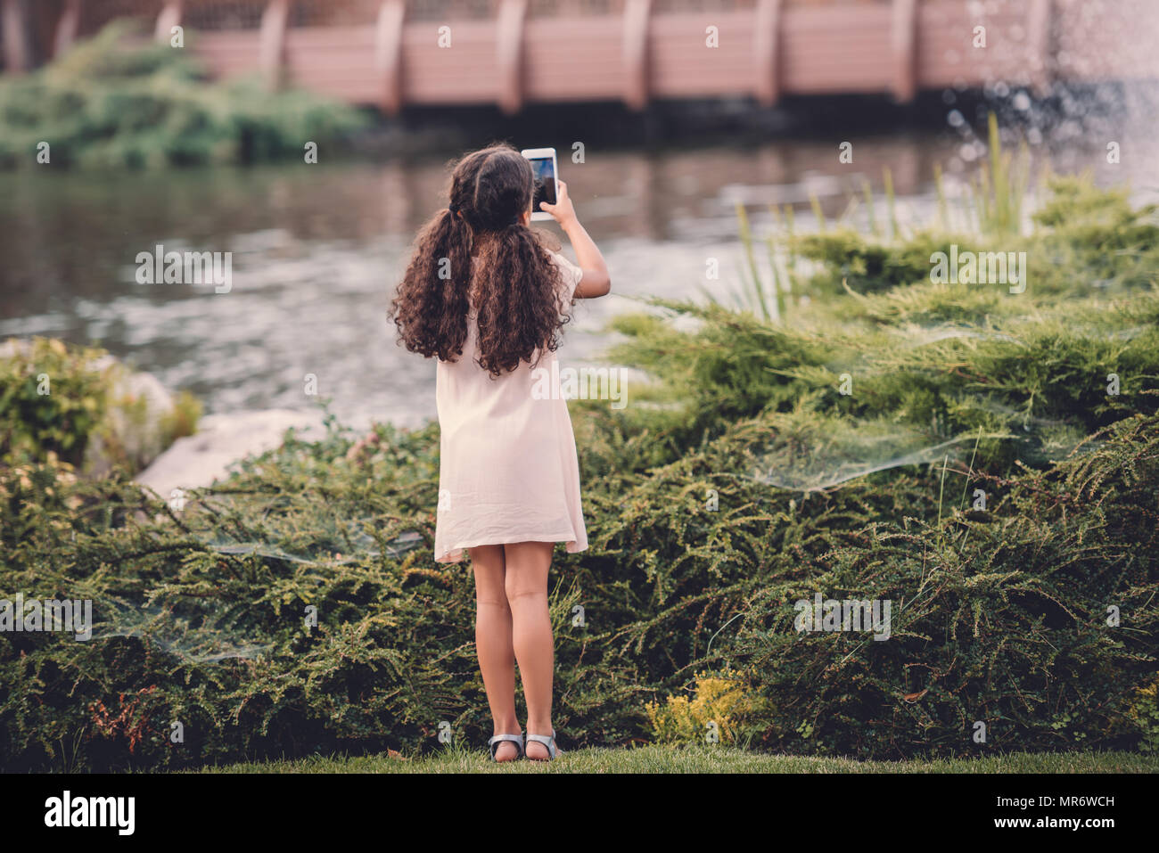 Rear view preteen girl in hi-res stock photography and images - Alamy