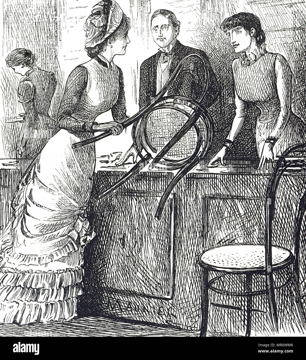Cartoon commenting on the working conditions of shop assistants ...