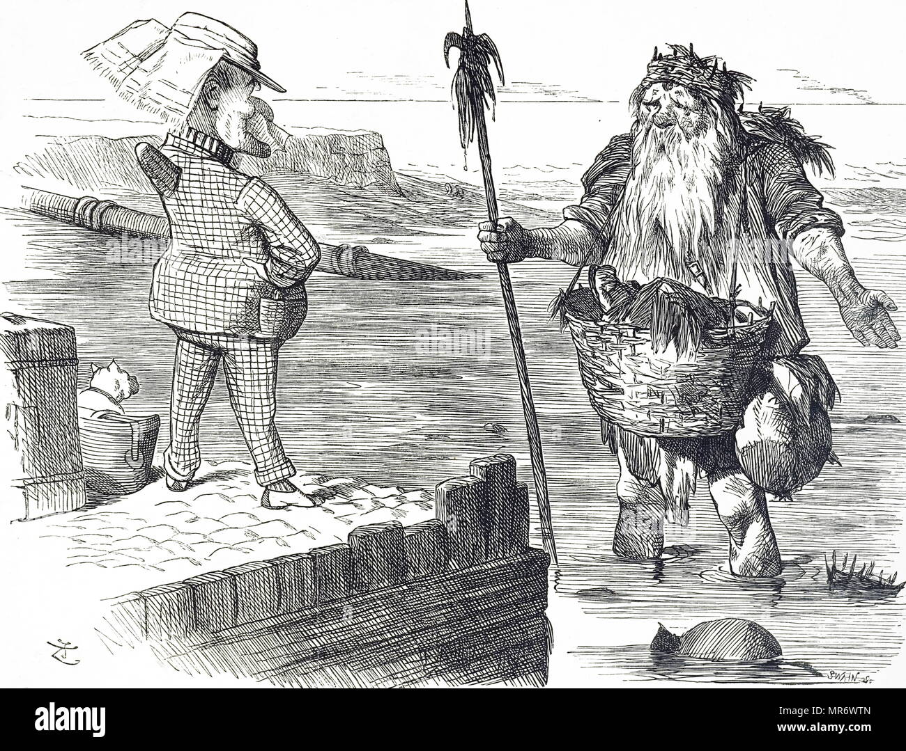Cartoon commenting on the pollution of the Thames in London ...