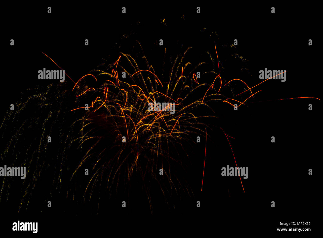 A firework display on November 5th celebration of the gunpowder plot of ...