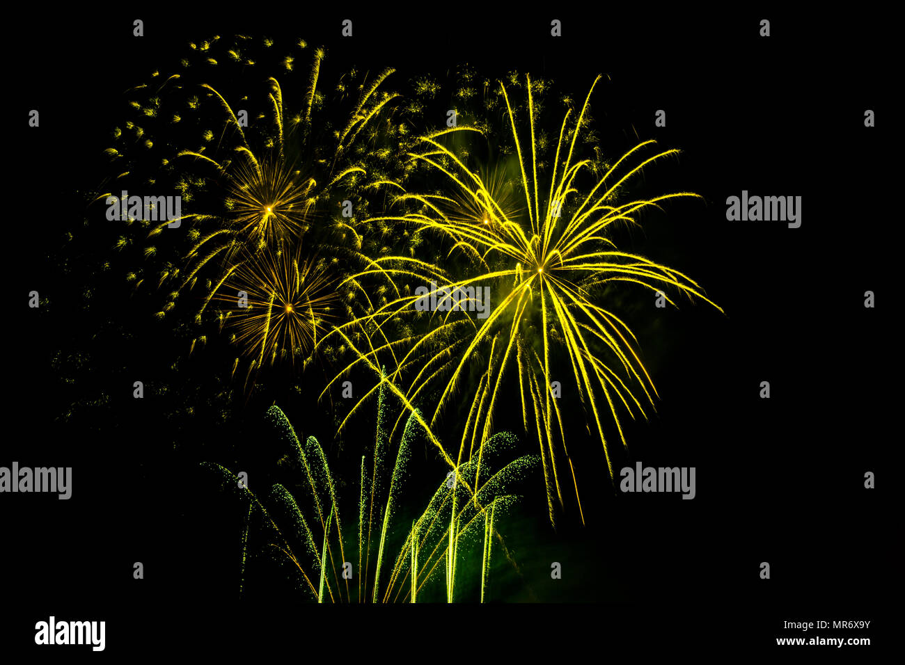A firework display on November 5th celebration of the gunpowder plot of ...