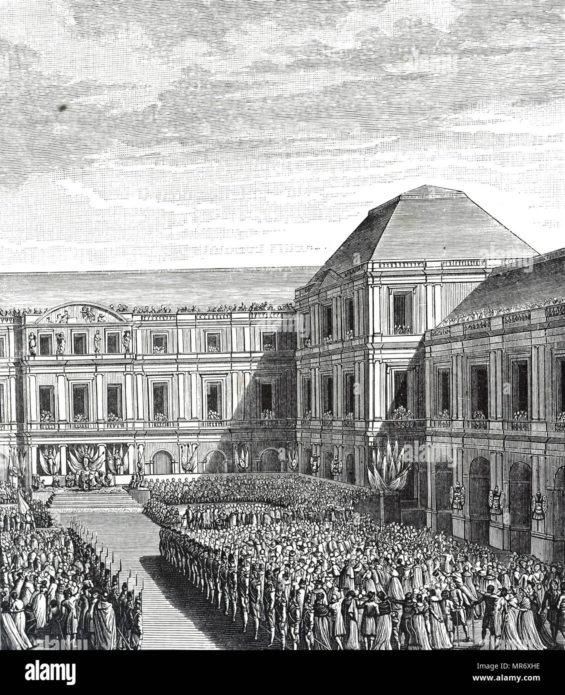 Engraving depicting a festival celebrating Napoleon Bonaparte at the ...