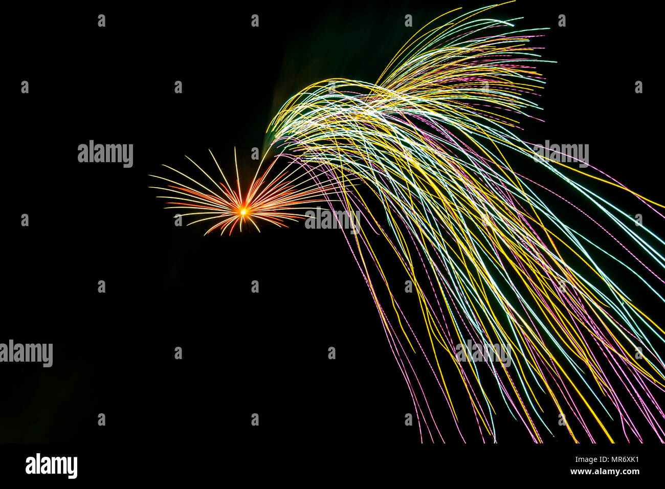 A firework display on November 5th celebration of the gunpowder plot of ...